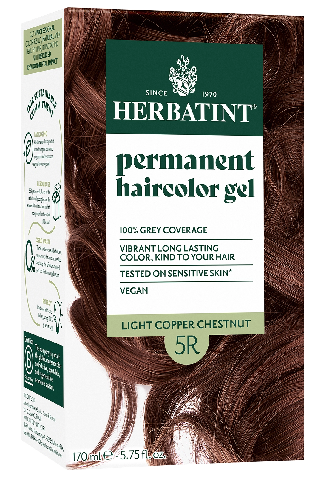 5R Light Copper Chestnut Hair Colour 170ml (Herbatint) | Healthy Supplies