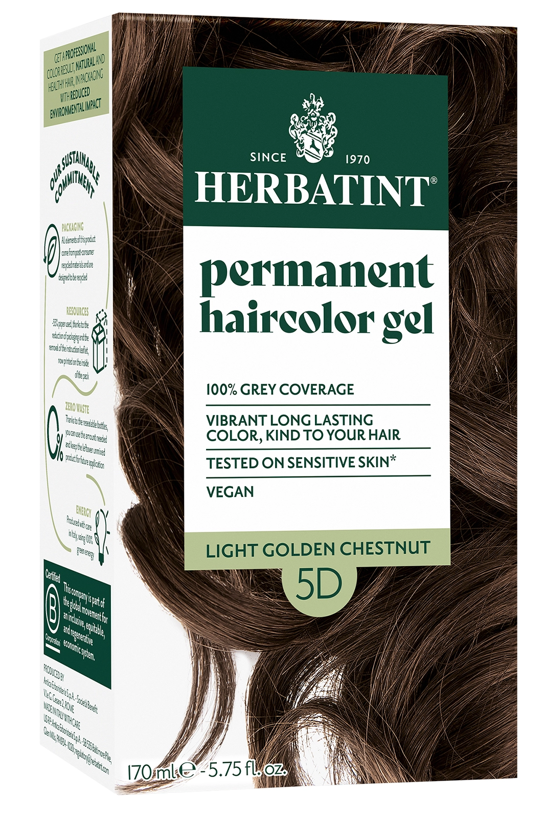 5D Light Golden Chestnut Hair Colour 170ml (Herbatint) | Healthy Supplies