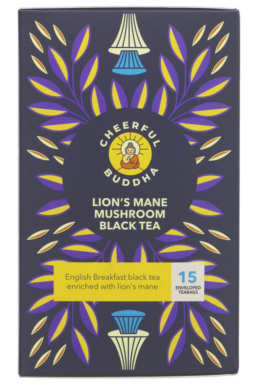 Lion's Mane Mushroom Black Tea 15 Bags (Cheerful Buddha) | Healthy Supplies