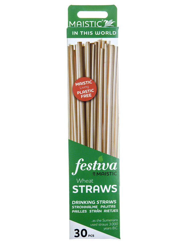 Natural Drinking Wheat Straws - 30 Pack (Maistic) | Healthy Supplies