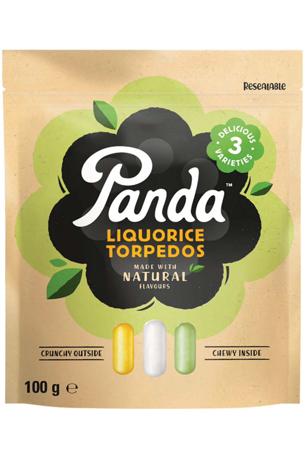 Natural Liquorice Torpedos 100g (Panda) | Healthy Supplies