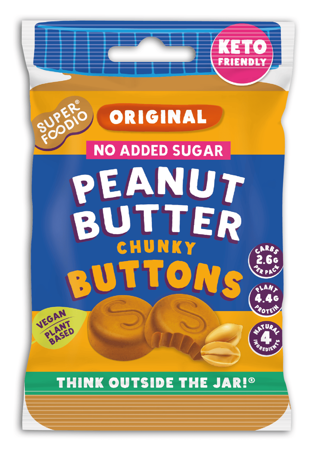 No Added Sugar Peanut Butter Buttons 20g (Superfoodio) | Healthy Supplies