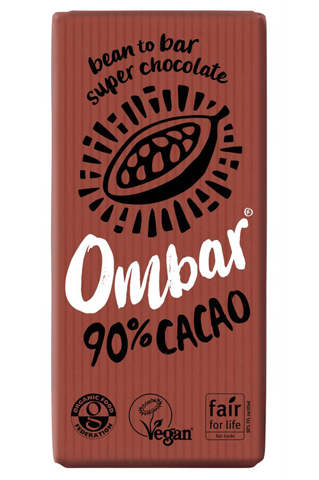 Organic 90% Cacao Dark Chocolate Bar 70g (Ombar) | Healthy Supplies