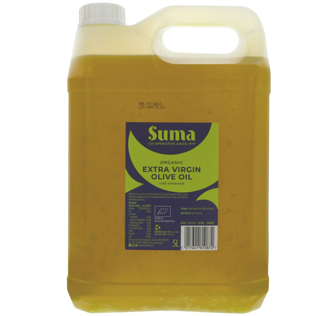 Organic Extra Virgin Olive Oil 5L (Suma) | Healthy Supplies