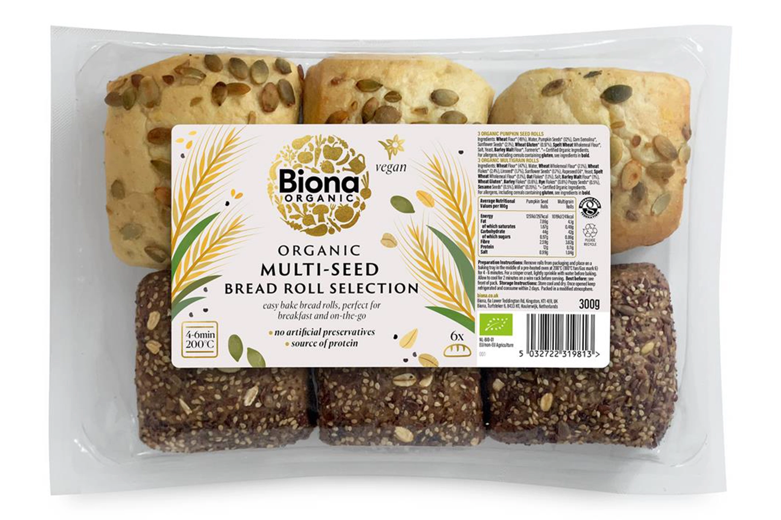 Organic Multi-Seed Bread Roll Selection 300g (Biona) | Healthy Supplies