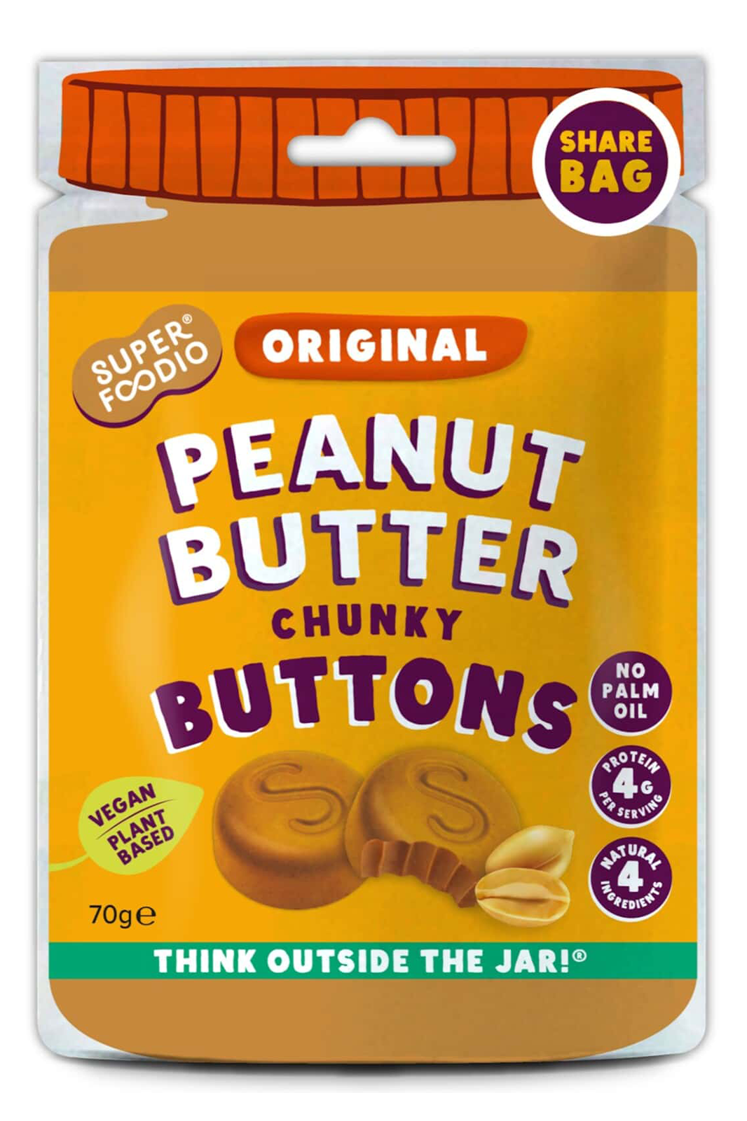 Original Peanut Butter Buttons - Share Bag 70g (Superfoodio) | Healthy ...