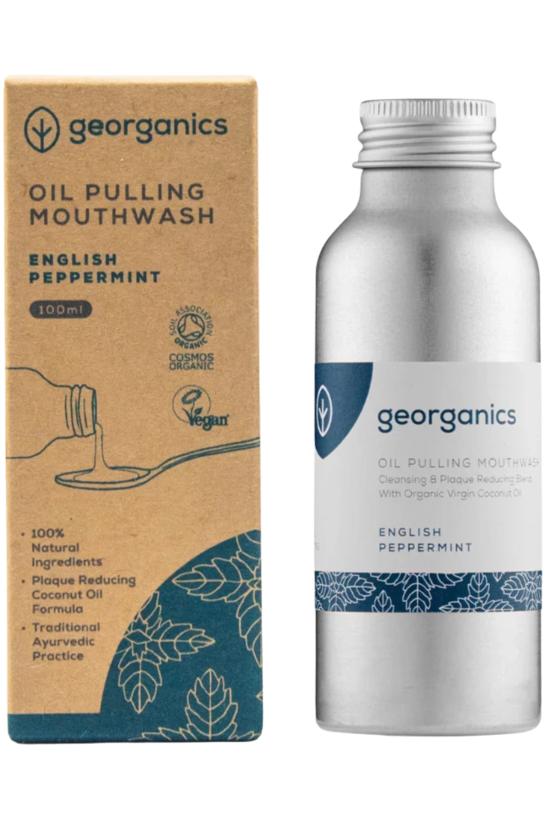 Organic Peppermint Oil Pulling Mouthwash 100ml (Georganics) | Healthy Supplies