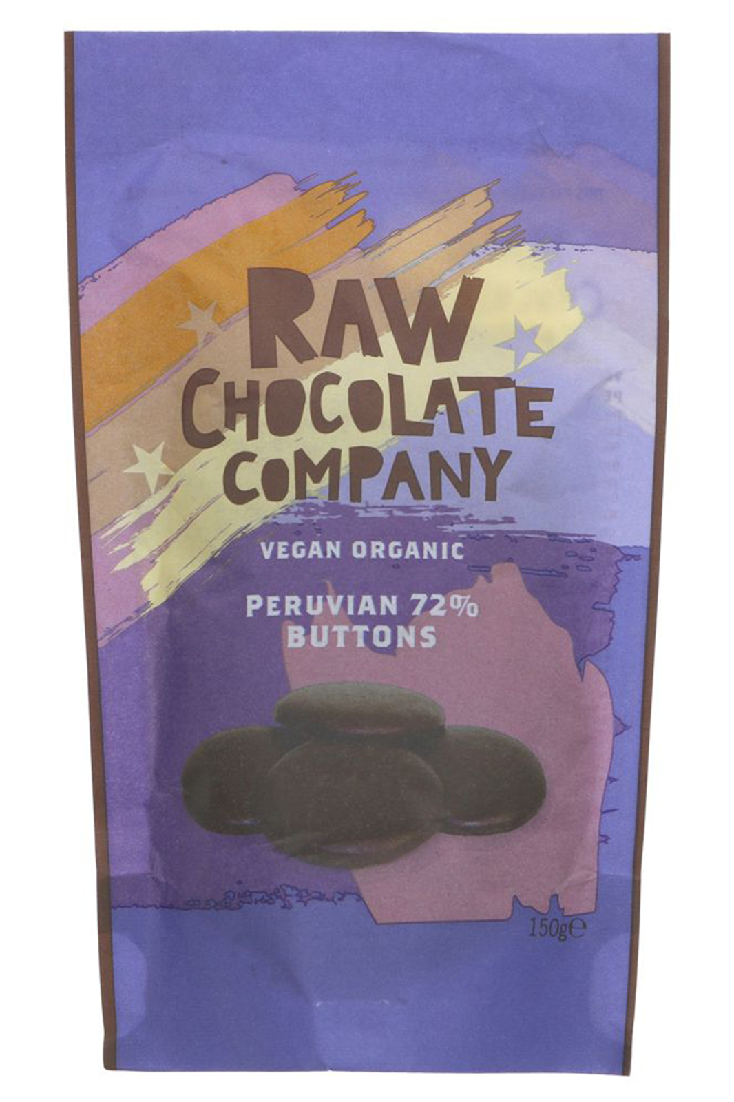 Organic Peruvian 72% Chocolate Buttons 150g (Raw Chocolate Co ...