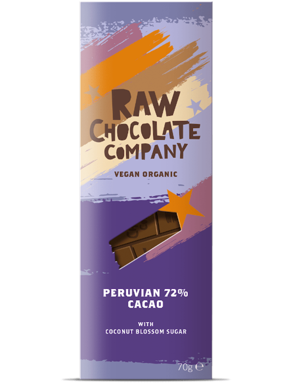 Peruvian 72% Cacao Dark Chocolate Bar 70g (Raw Chocolate Co.) | Healthy ...