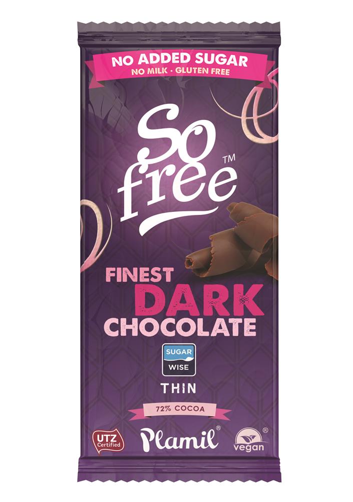 So Free Finest Dark Thin Chocolate 80g (Plamil) | Healthy Supplies