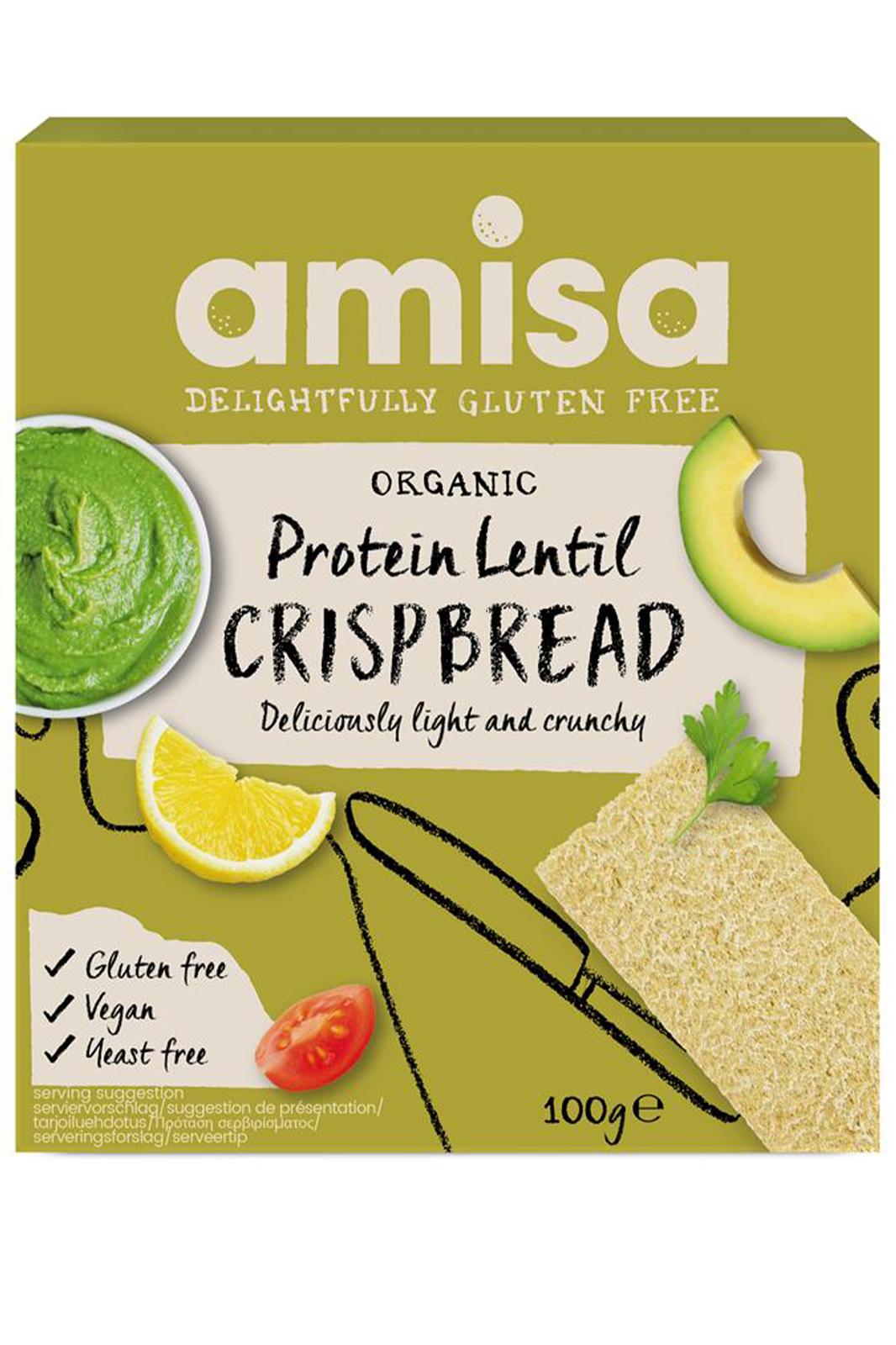 Organic Gluten Free Protein Lentil Crispbread 100g (Amisa) | Healthy ...