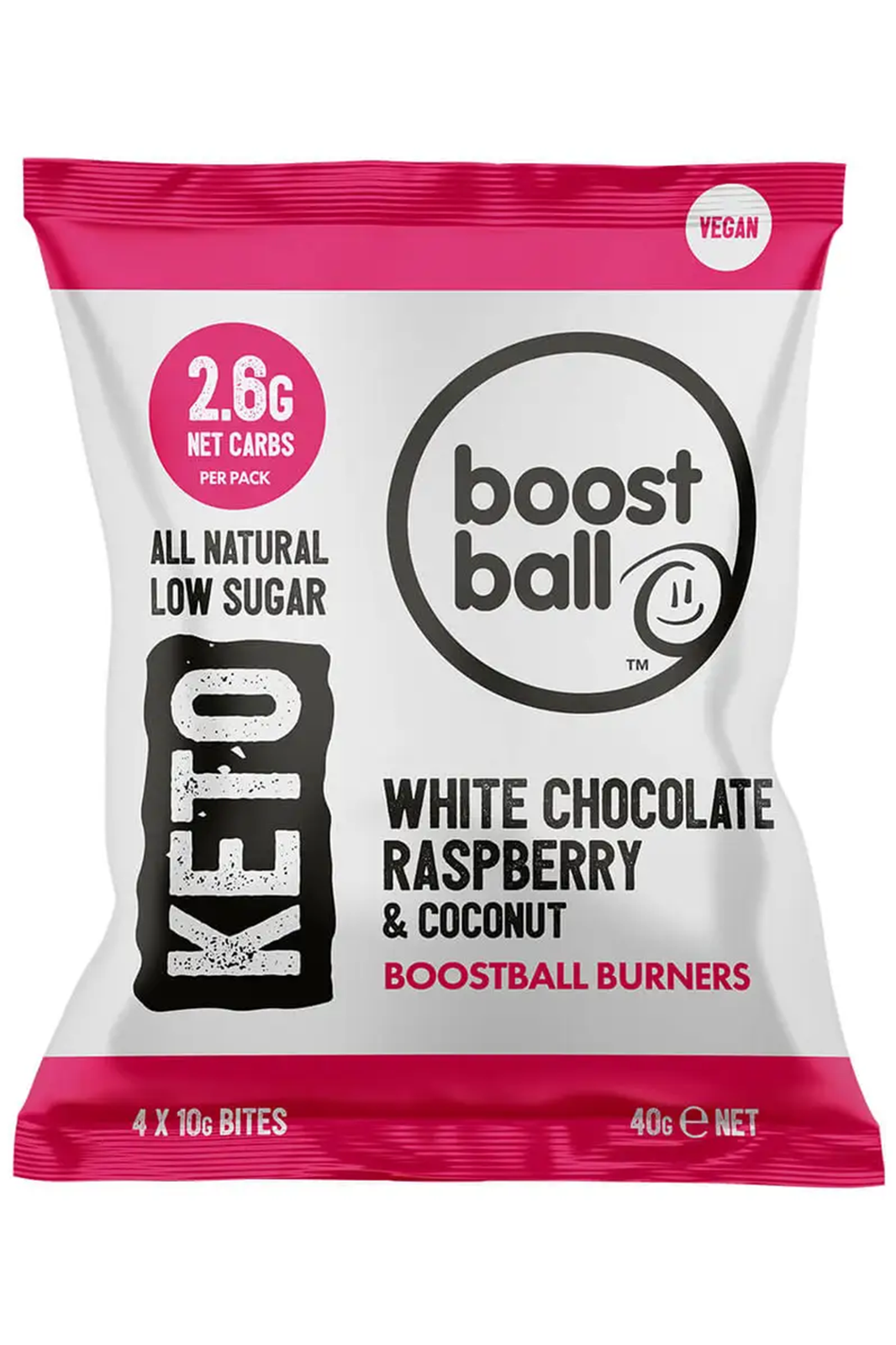 White Choc & Raspberry Bites 40g (Boostball) | Healthy Supplies