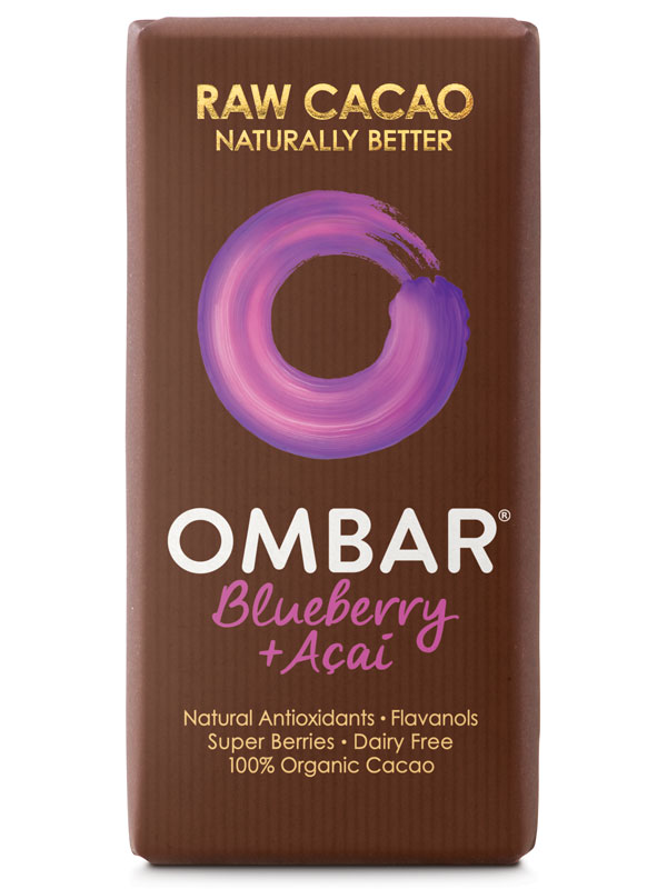 Acai & Blueberry Raw Chocolate Bar 35g (Ombar) | Healthy Supplies