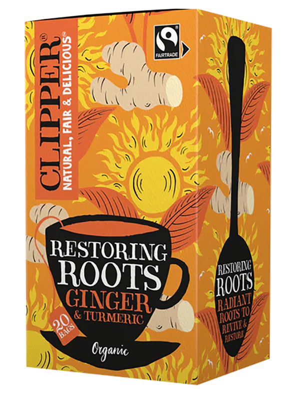 Organic Restoring Roots Ginger & Turmeric Infusion 20 Bags (Clipper) | Healthy Supplies