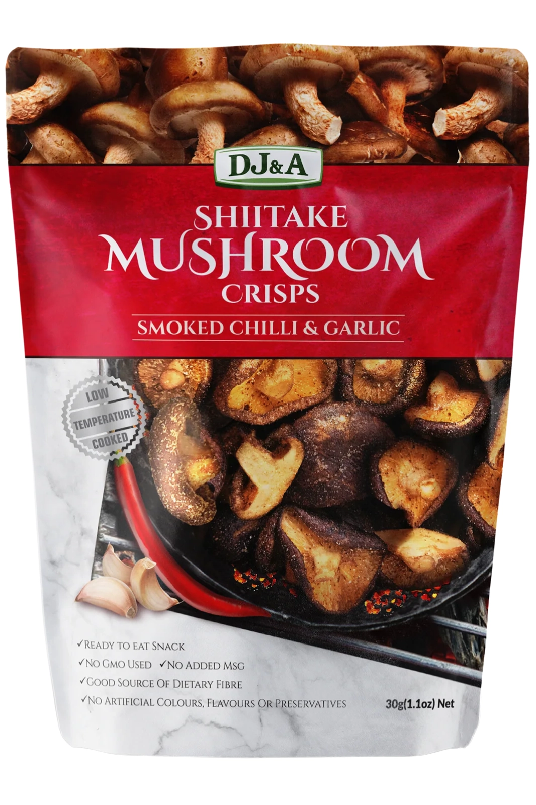 Shiitake Mushroom Crisps Chilli & Garlic 30g (DJ&A) | Healthy Supplies