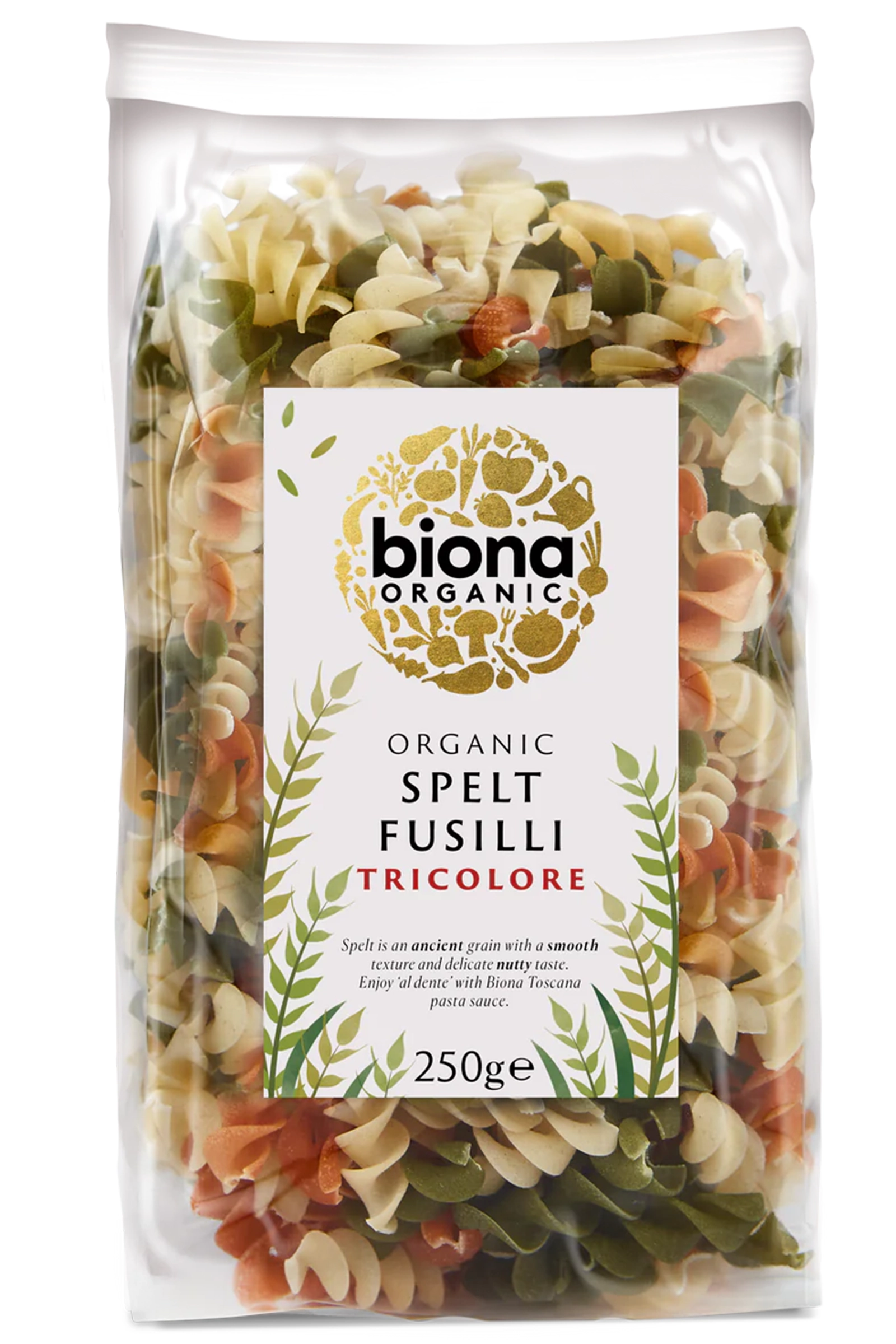 Organic Spelt Tricolore Fusilli 250g (Biona) | Healthy Supplies