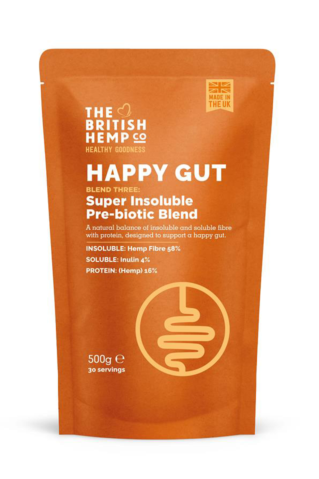 Happy Gut Super Insoluble Prebiotic Blend 500g (British Hemp Co ...
