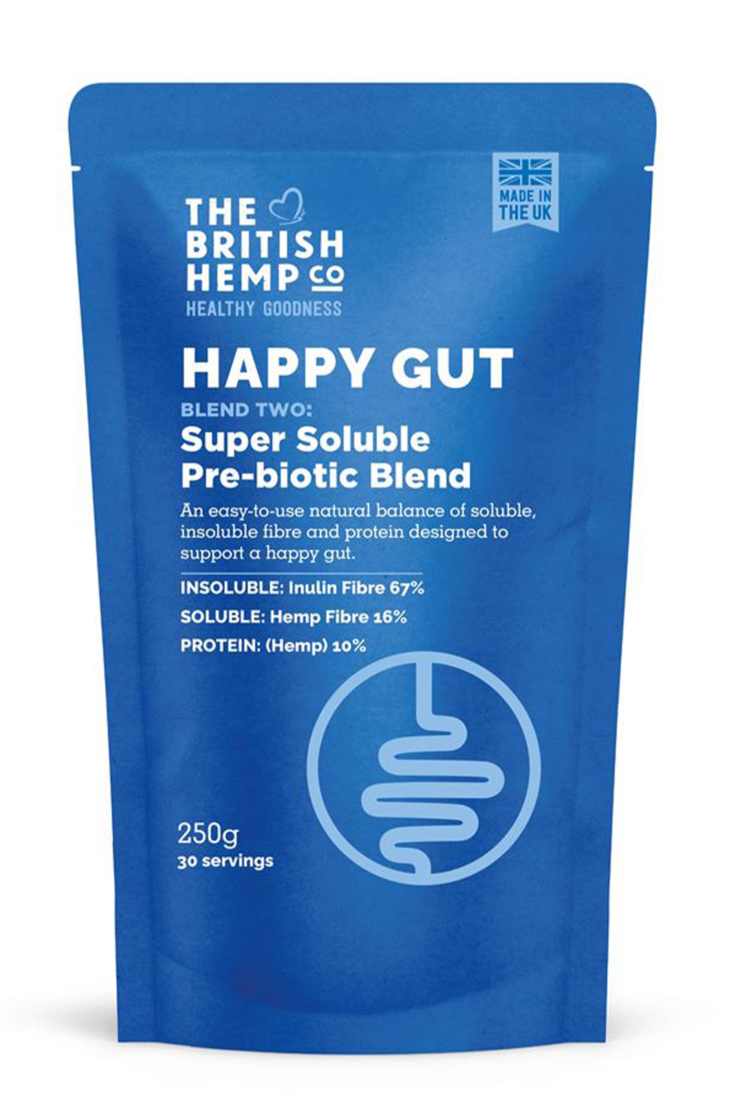 Happy Gut Super Soluble Prebiotic Blend 250g (British Hemp Co ...