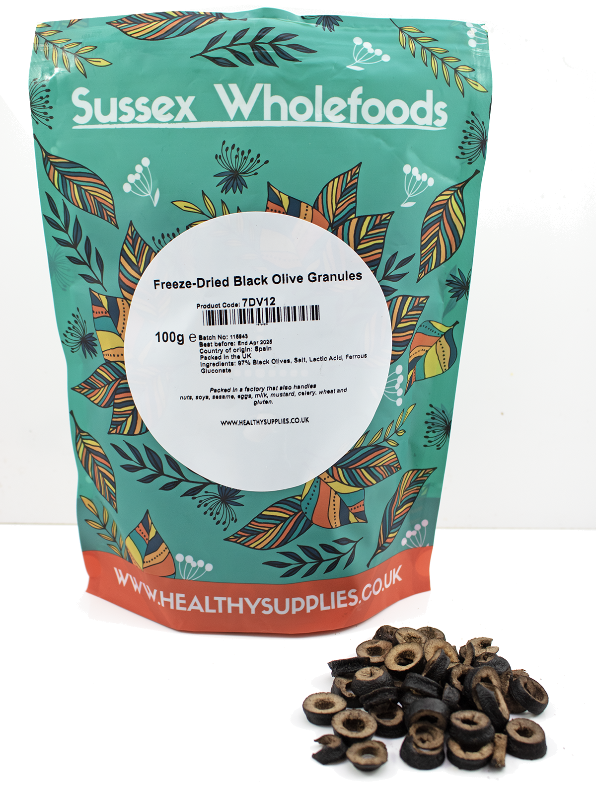 Freeze-Dried Black Olive 100g (Sussex Wholefoods) | Healthy Supplies