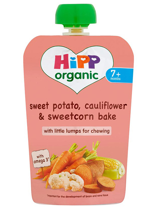 Sweet Potato, Cauliflower, Sweetcorn Bake Pouch, Stage 2 Organic 130g ...