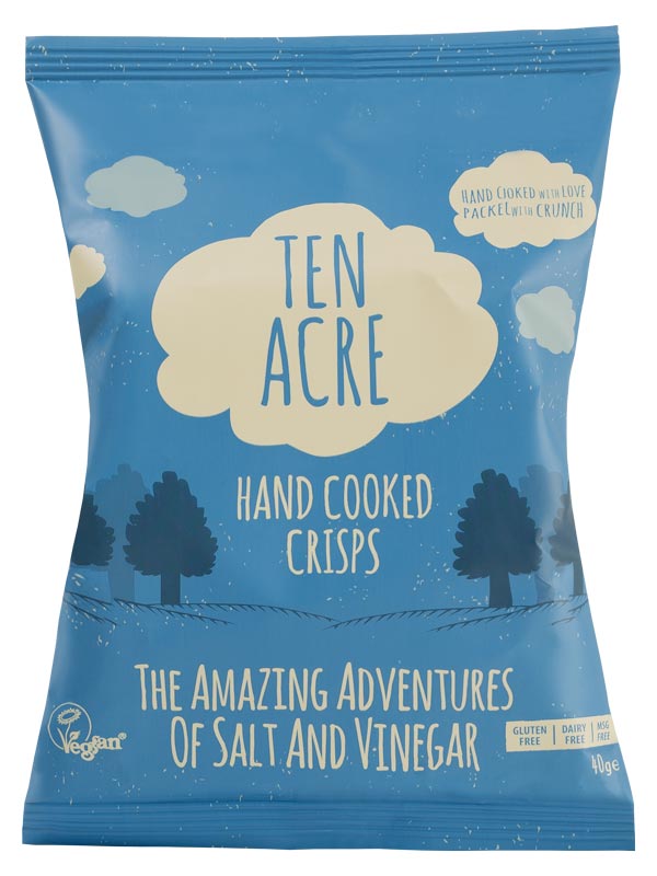Salt and Vinegar Flavour Potato Crisps 40g (Ten Acre) | Healthy Supplies