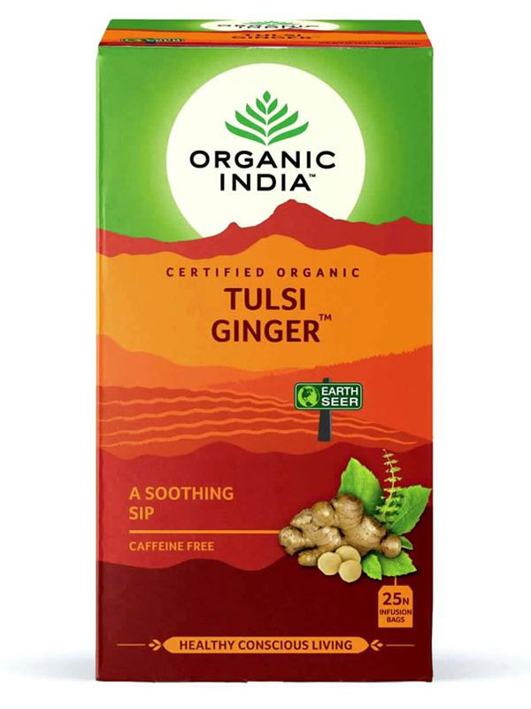 Tulsi Ginger Tea, Organic 25 Bags (Organic India) | Healthy Supplies