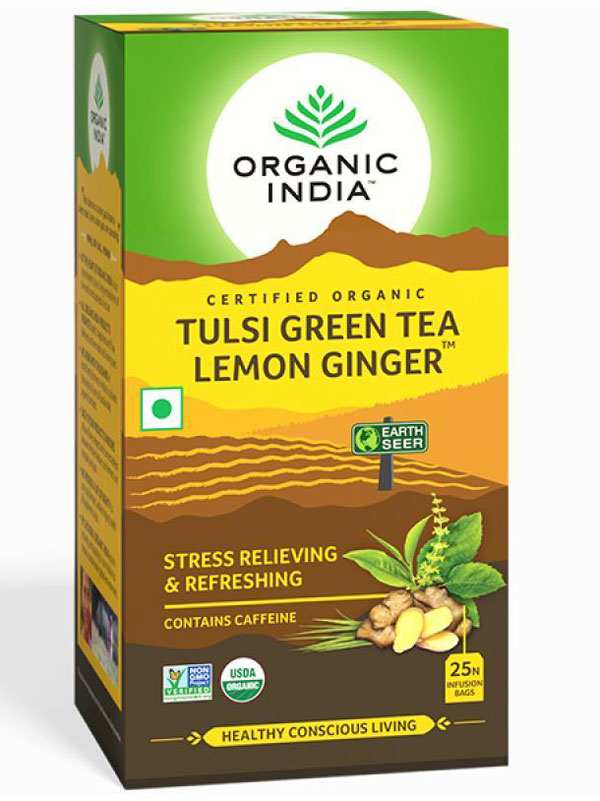 Tulsi Green Tea Lemon Ginger, Organic 25 Bags (Organic India) | Healthy ...