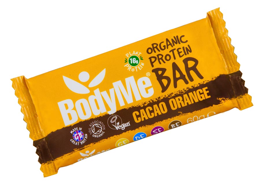 Vegan Protein Bar - Cacao Orange 60g, Organic (BodyMe) | Healthy Supplies