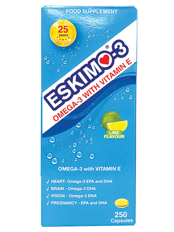 Eskimo-3 with Omega 3 & Vitamin E, 250 Capsules (Eskimo) | Healthy Supplies