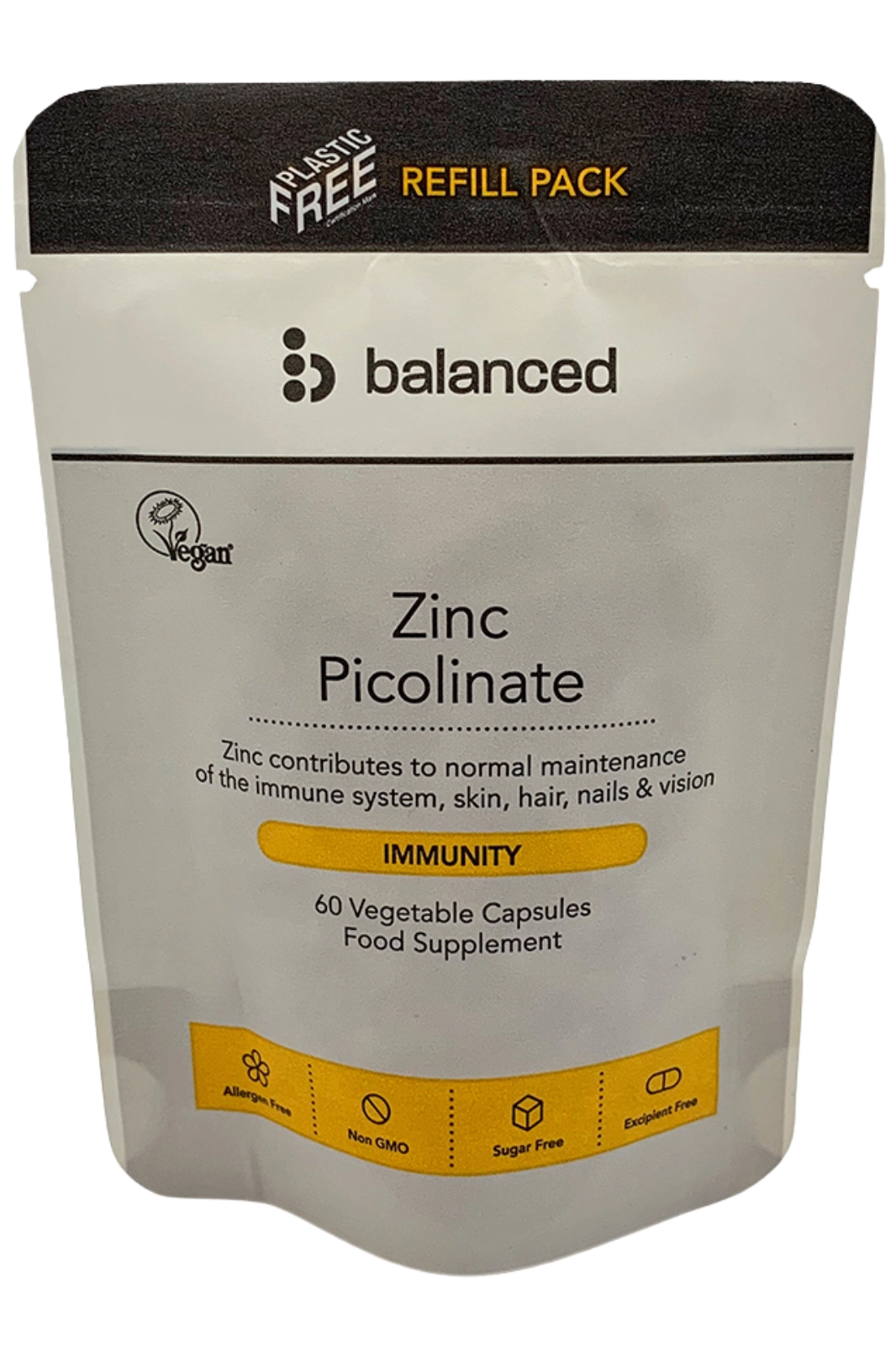 Zinc Picolinate Refill Pouch 60 Capsules (Balanced) | Healthy Supplies